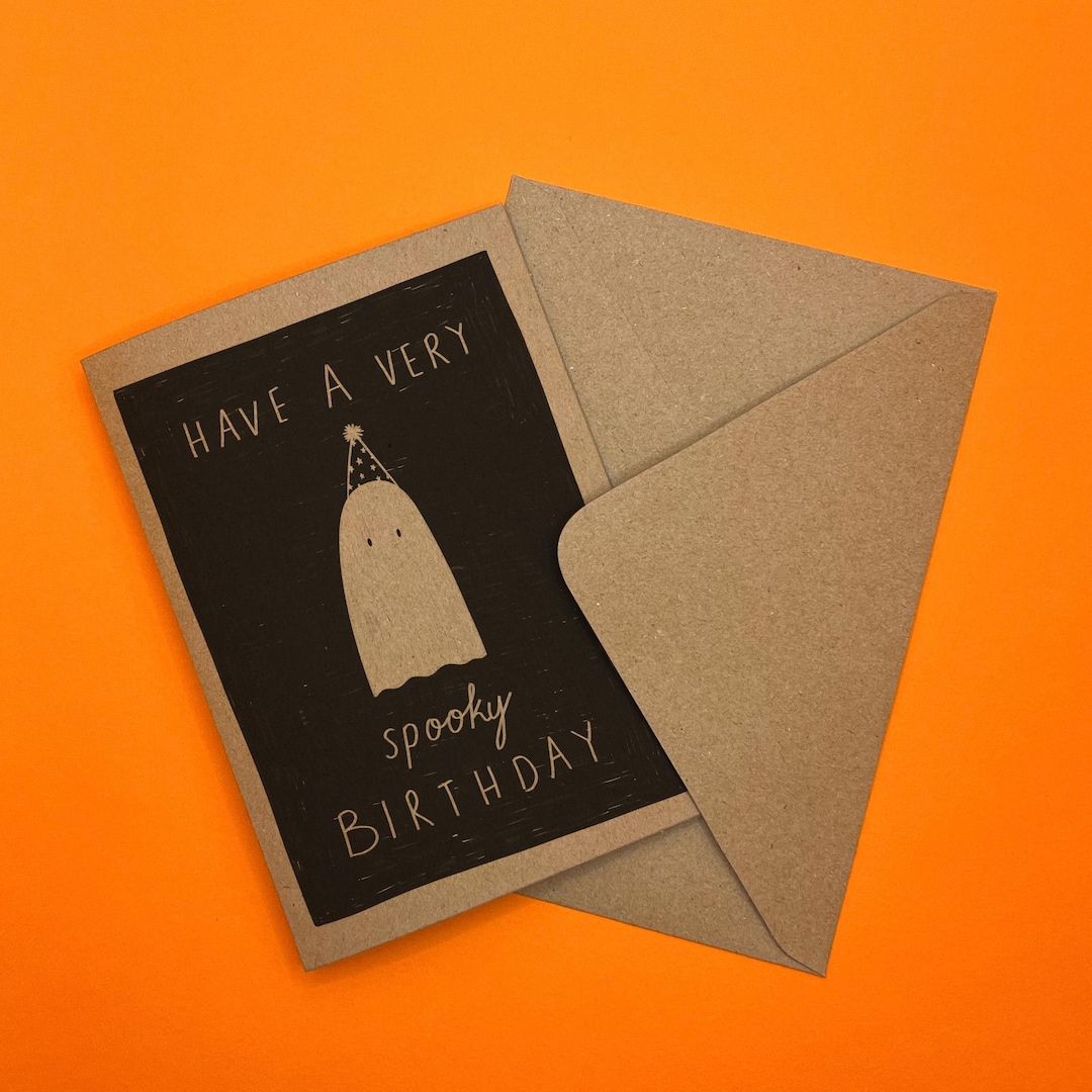 Spooky Ghost Birthday Card - Haunted Birthday - Halloween Party - Happy ...