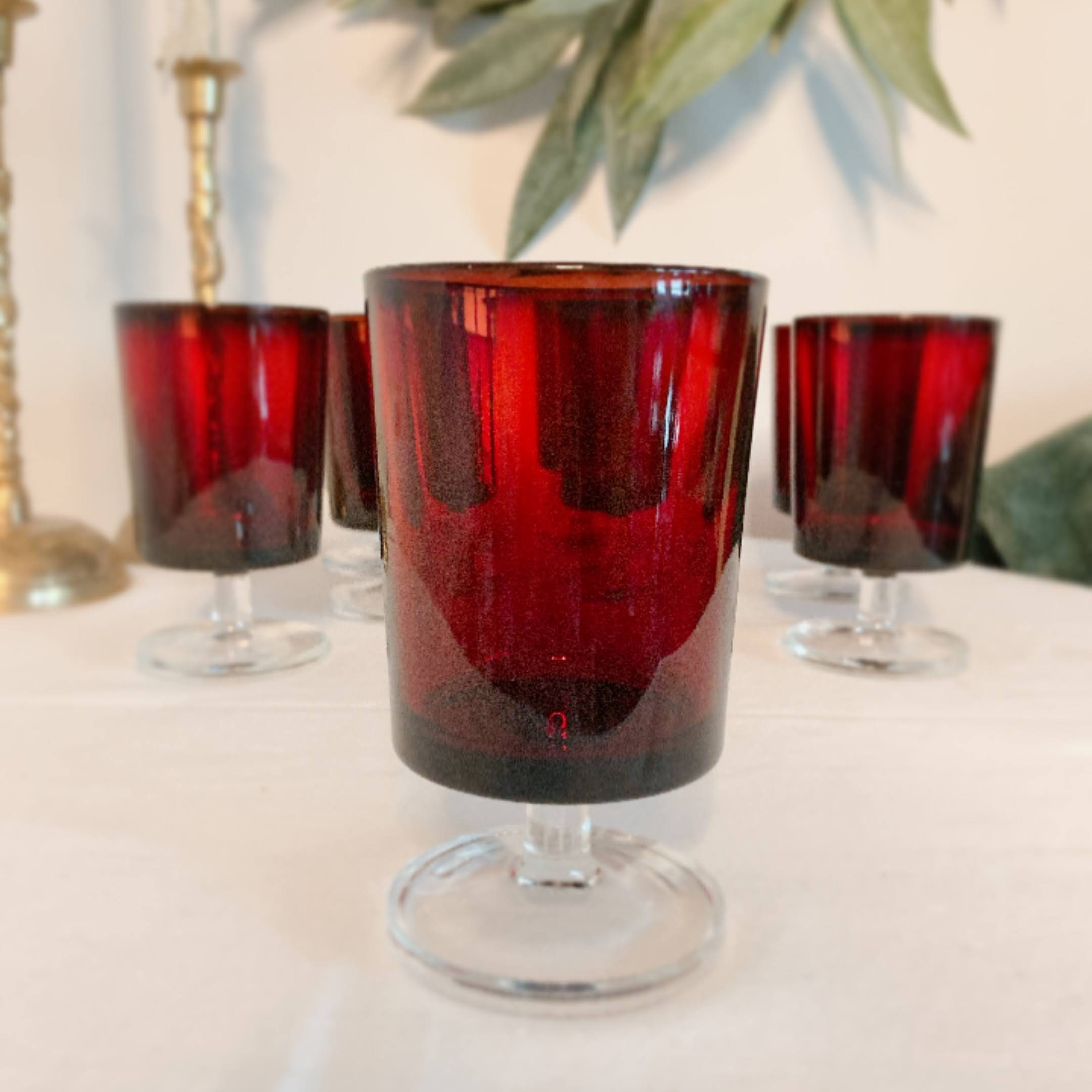 Vintage Luminarc Cavalier Ruby Red Glasses Set of 8 Wine - Etsy