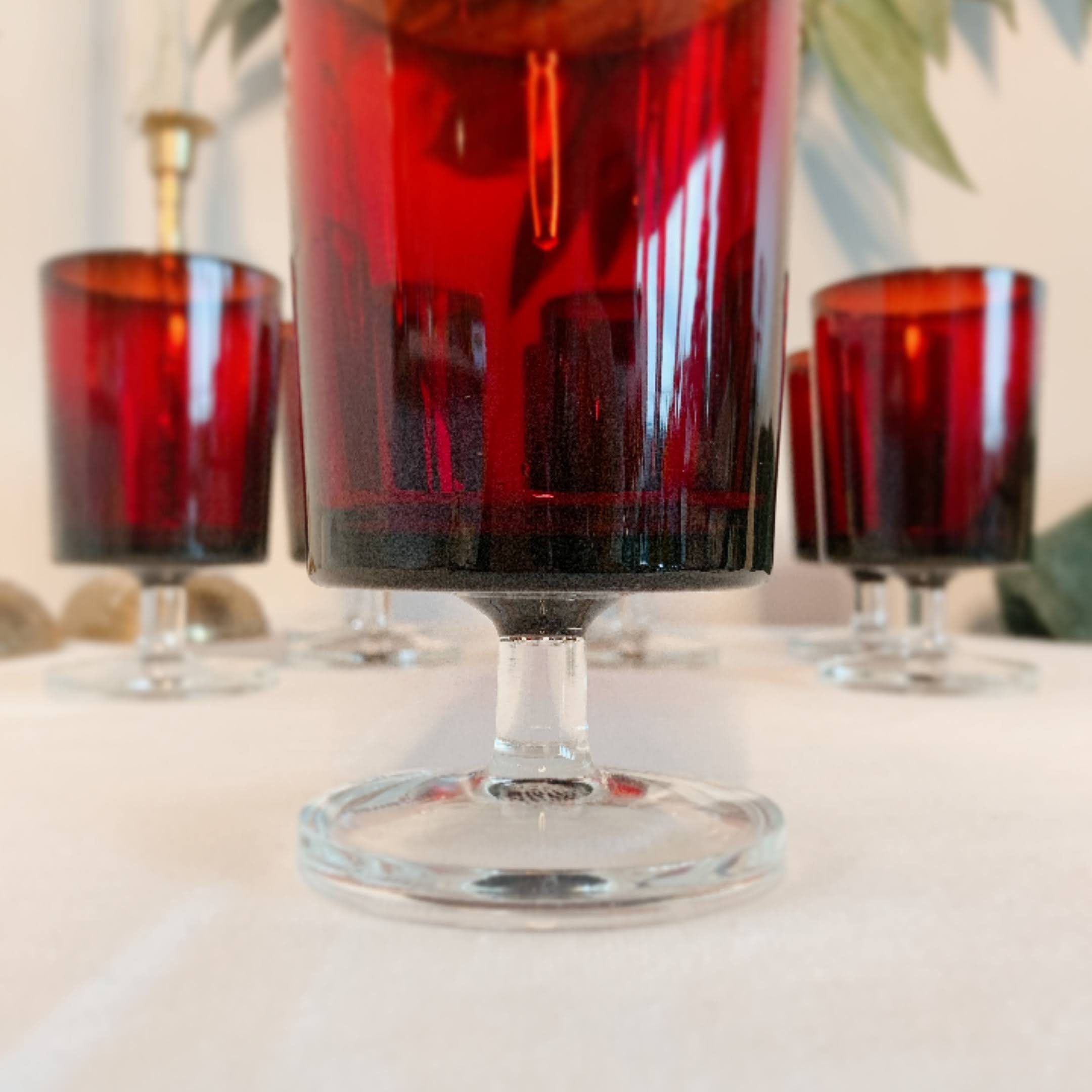 Vintage Luminarc Cavalier Ruby Red Glasses Set of 8 Wine - Etsy