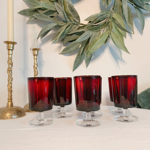Vintage Luminarc Cavalier Ruby Red Glasses Set of 8 Wine | Etsy