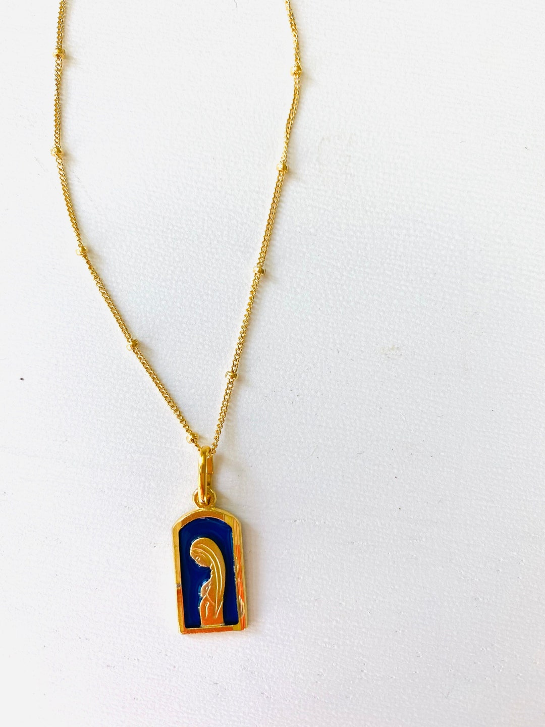 Blue Blessed Mother Necklace - Etsy