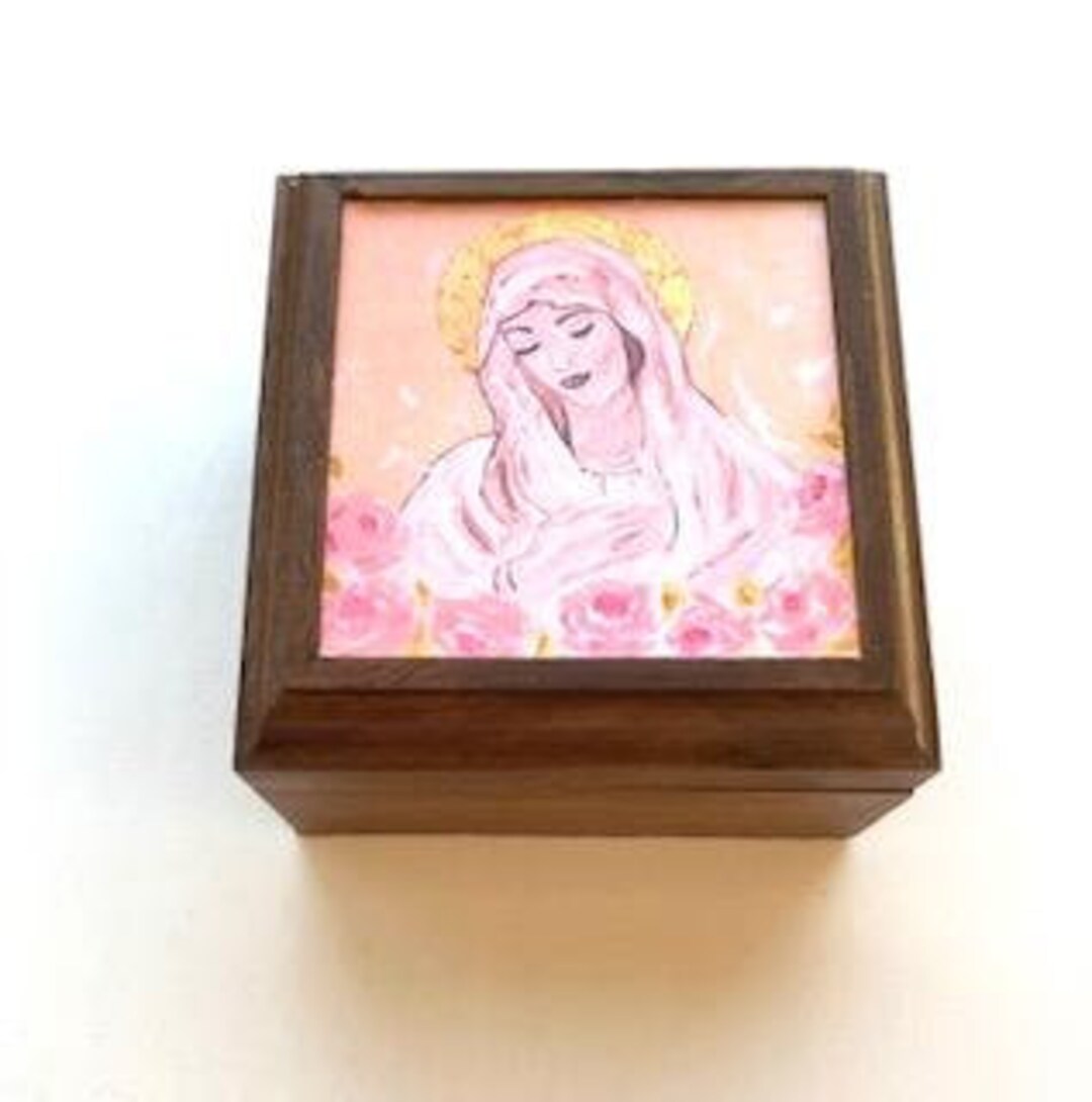 Rosary Box Blessed Mother Personalized - Etsy