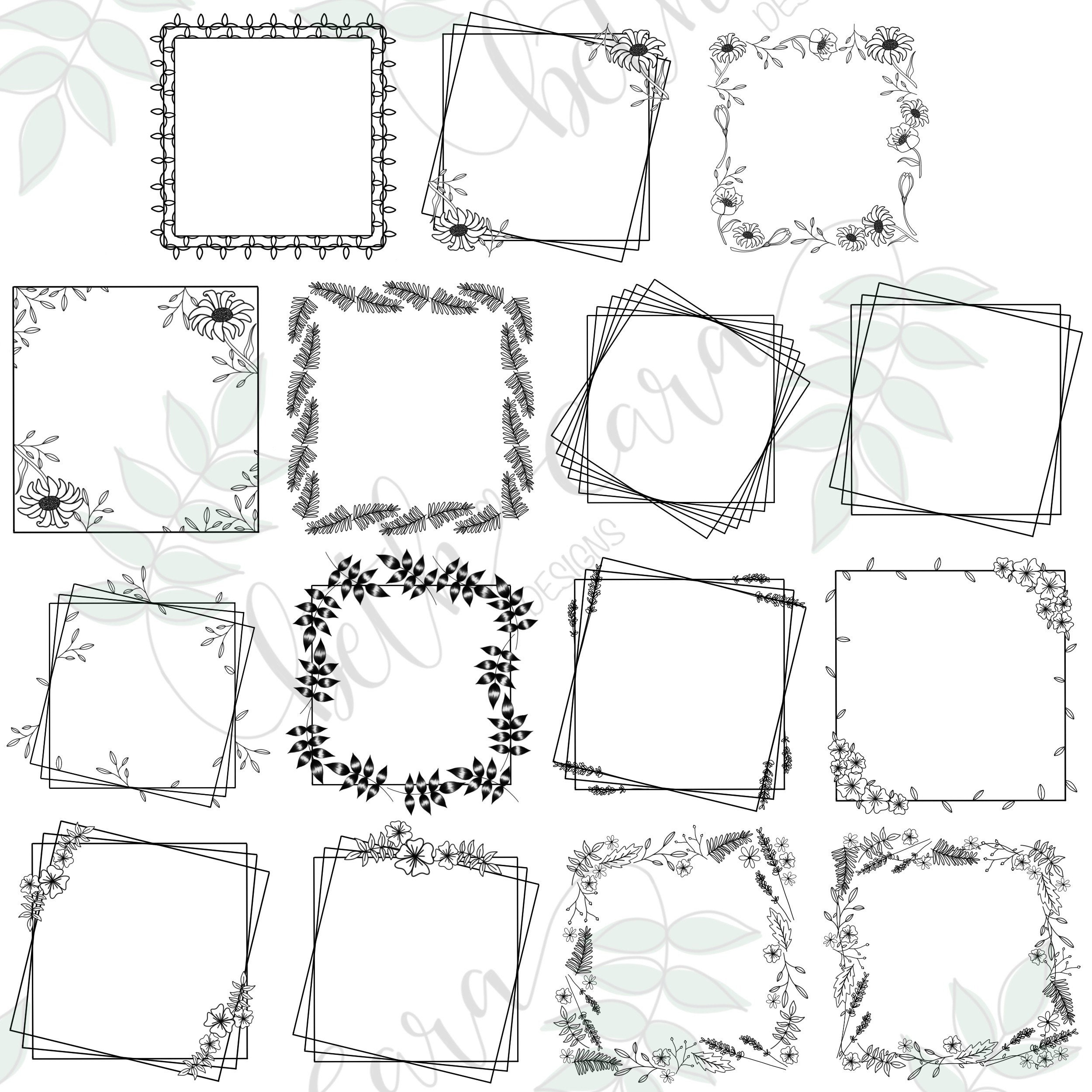 Square Wreath Bundle / Square Wreath SVG / SVG Bundle / Commercial and ...