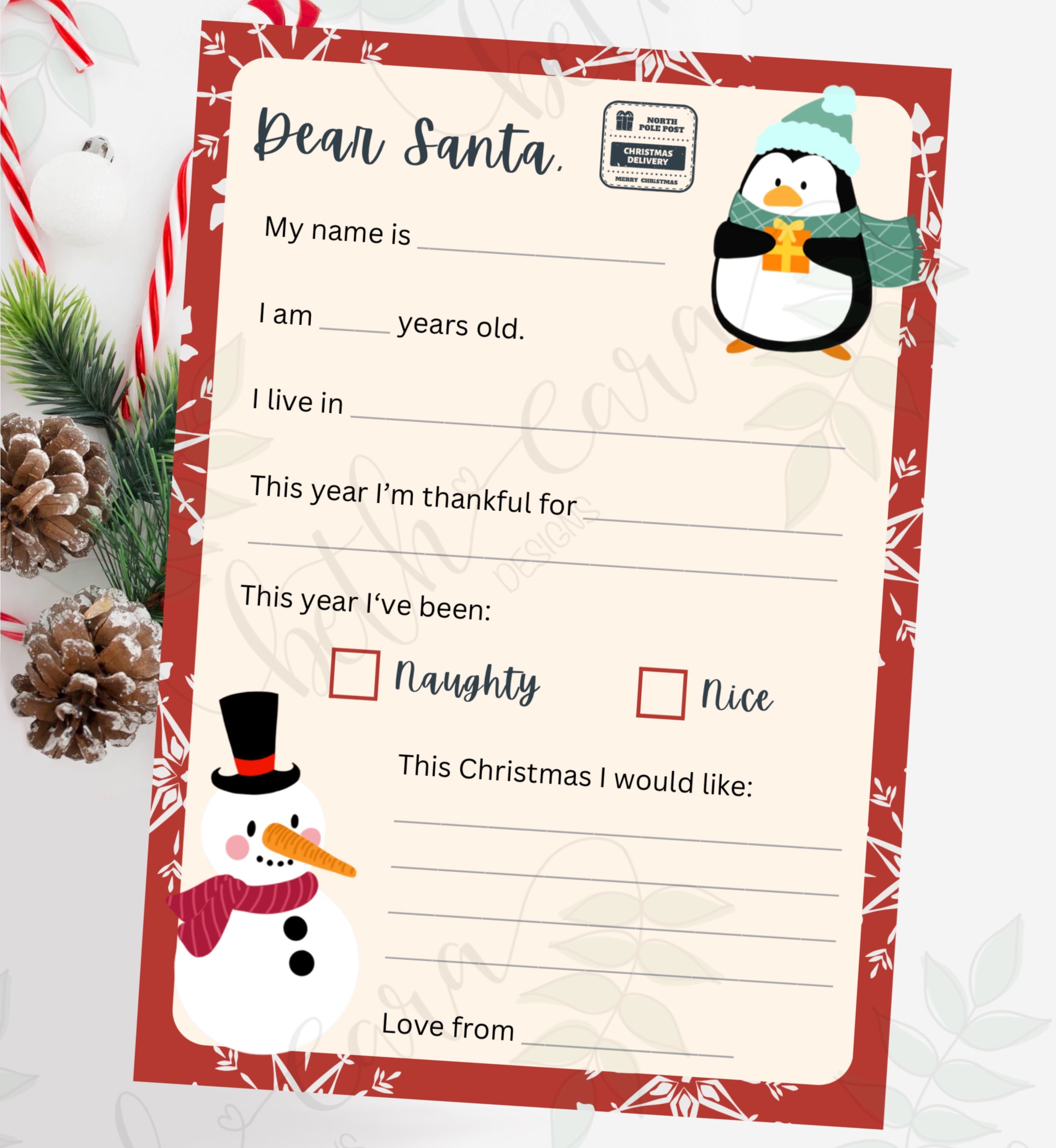 Christmas Letter to Santa / Christmas Wish List / Santa Stop Here Sign ...