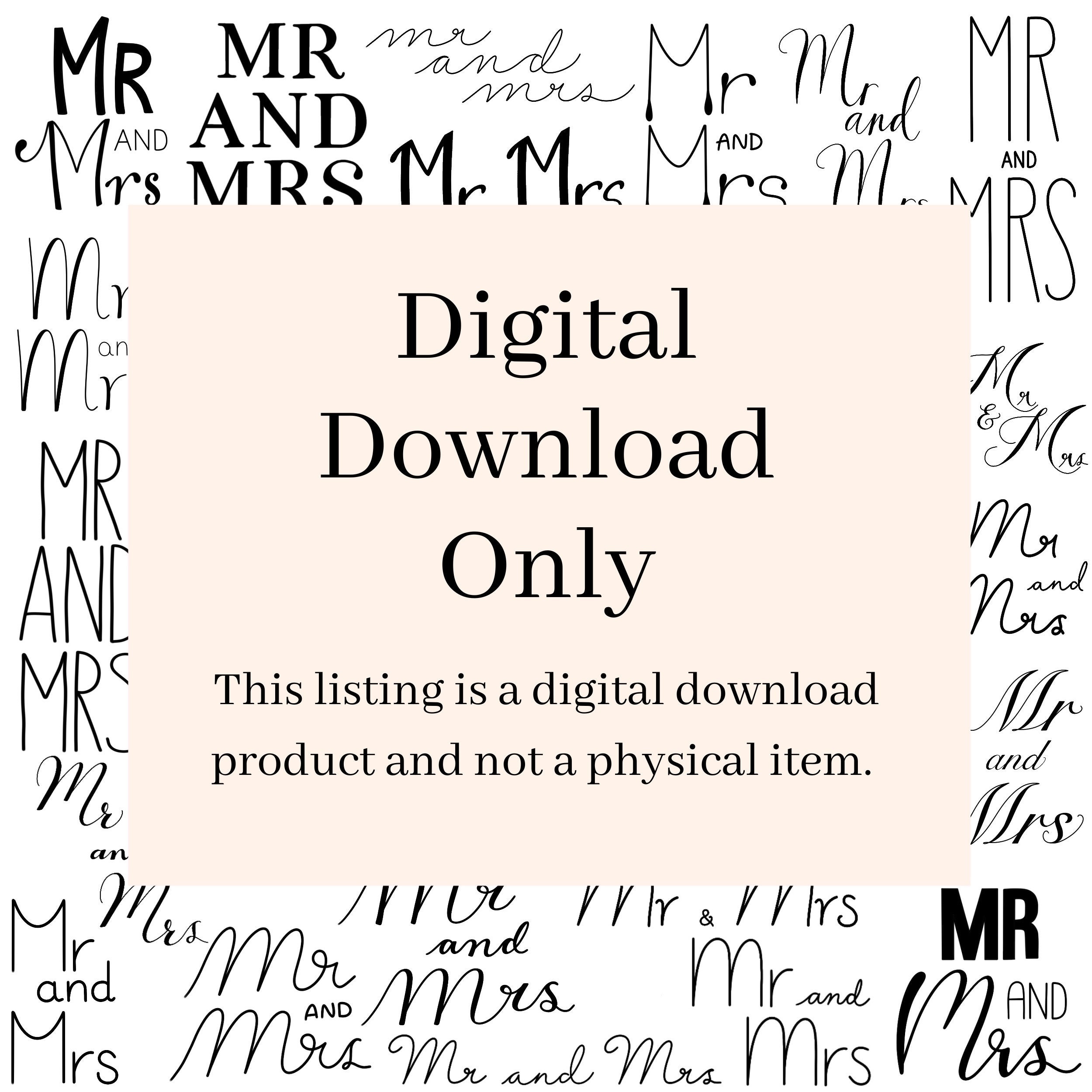 Mr and Mrs Font Bundle / Font SVG Bundle / Svg Bundle / Wedding Svg ...