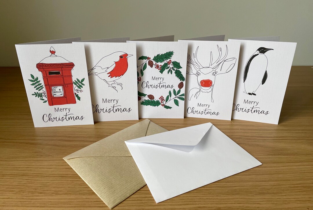 Card Bundle / 5 Printable Cards / Rudolph / Robin /penguin / - Etsy