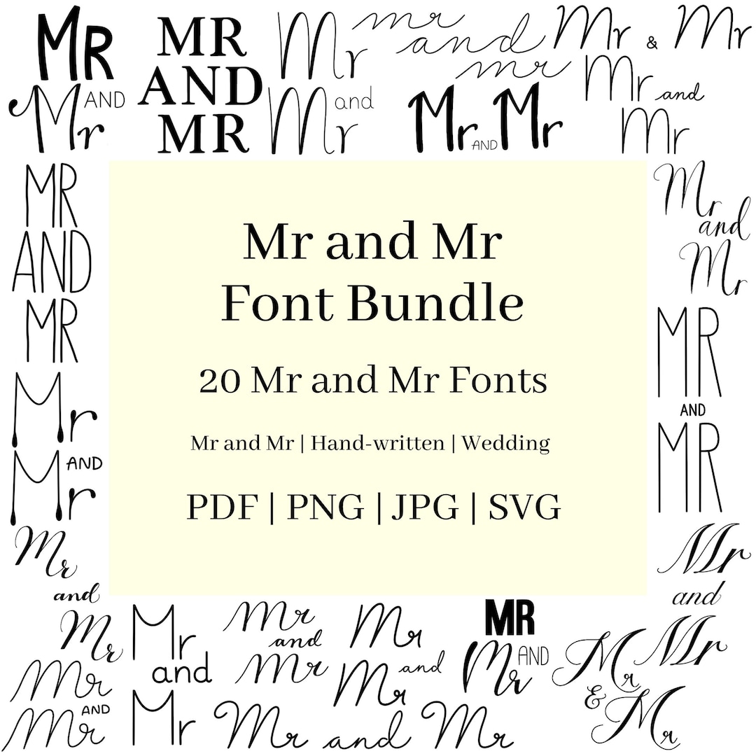 Mr and Mr Font Bundle / Font SVG Bundle / Svg Bundle / Wedding Svg / Mr ...