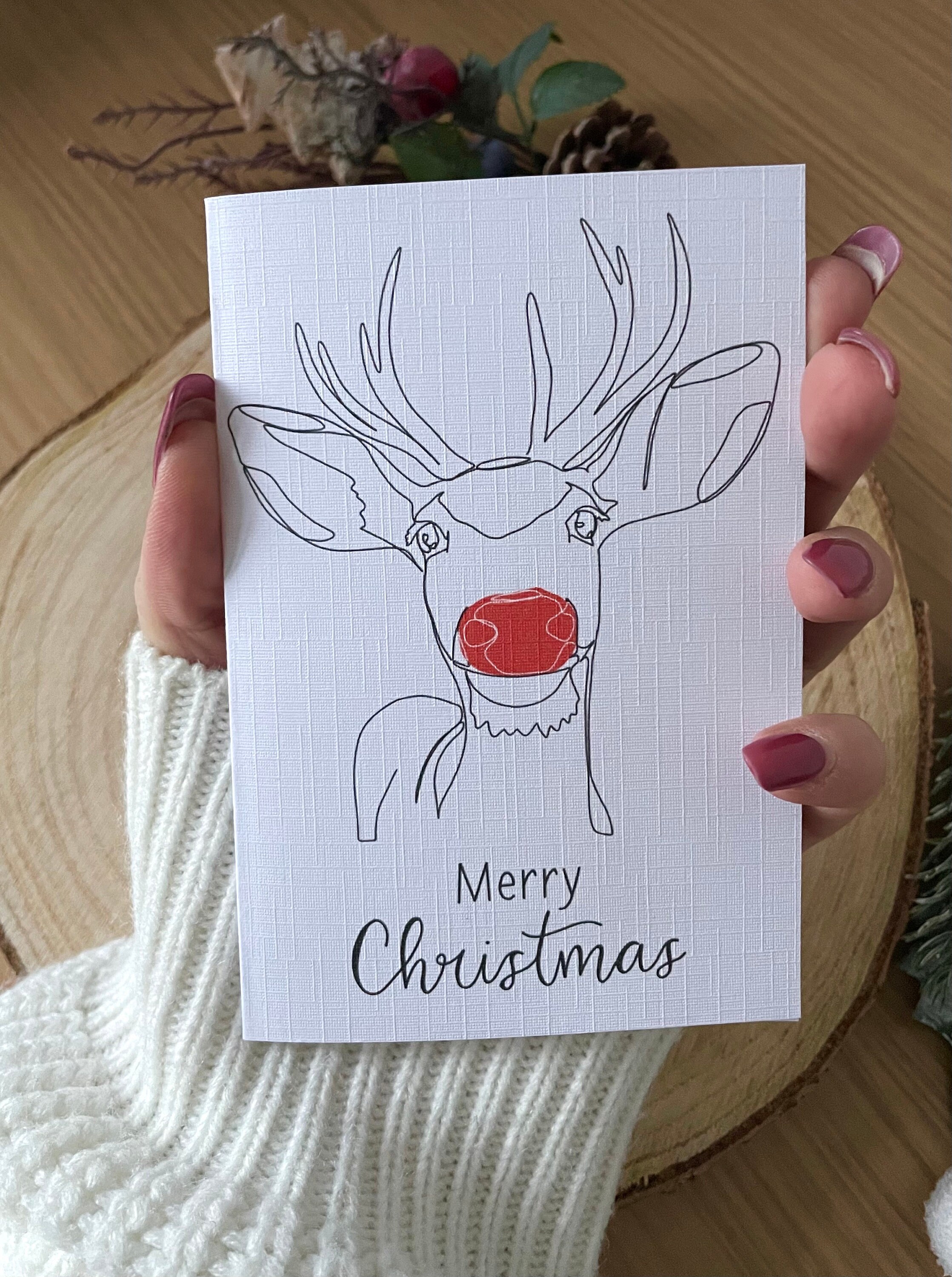 Printable Christmas Card / Printable Card / Rudolph Card / - Etsy