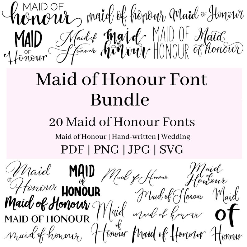 Maid of Honour Font Bundle / Font SVG Bundle / Bundle / Wedding Svg ...
