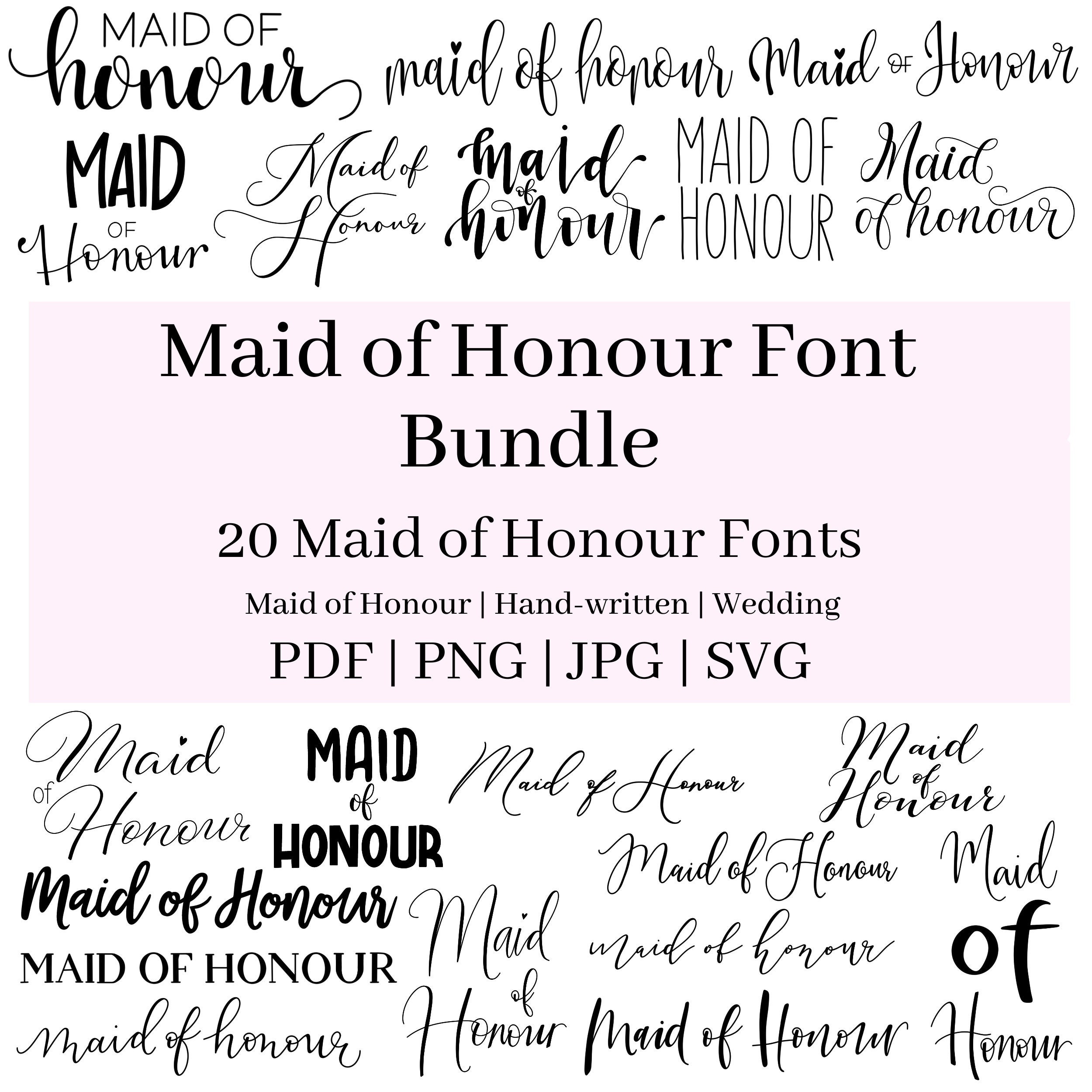 Maid of Honour Font Bundle / Font SVG Bundle / Bundle / Wedding Svg ...