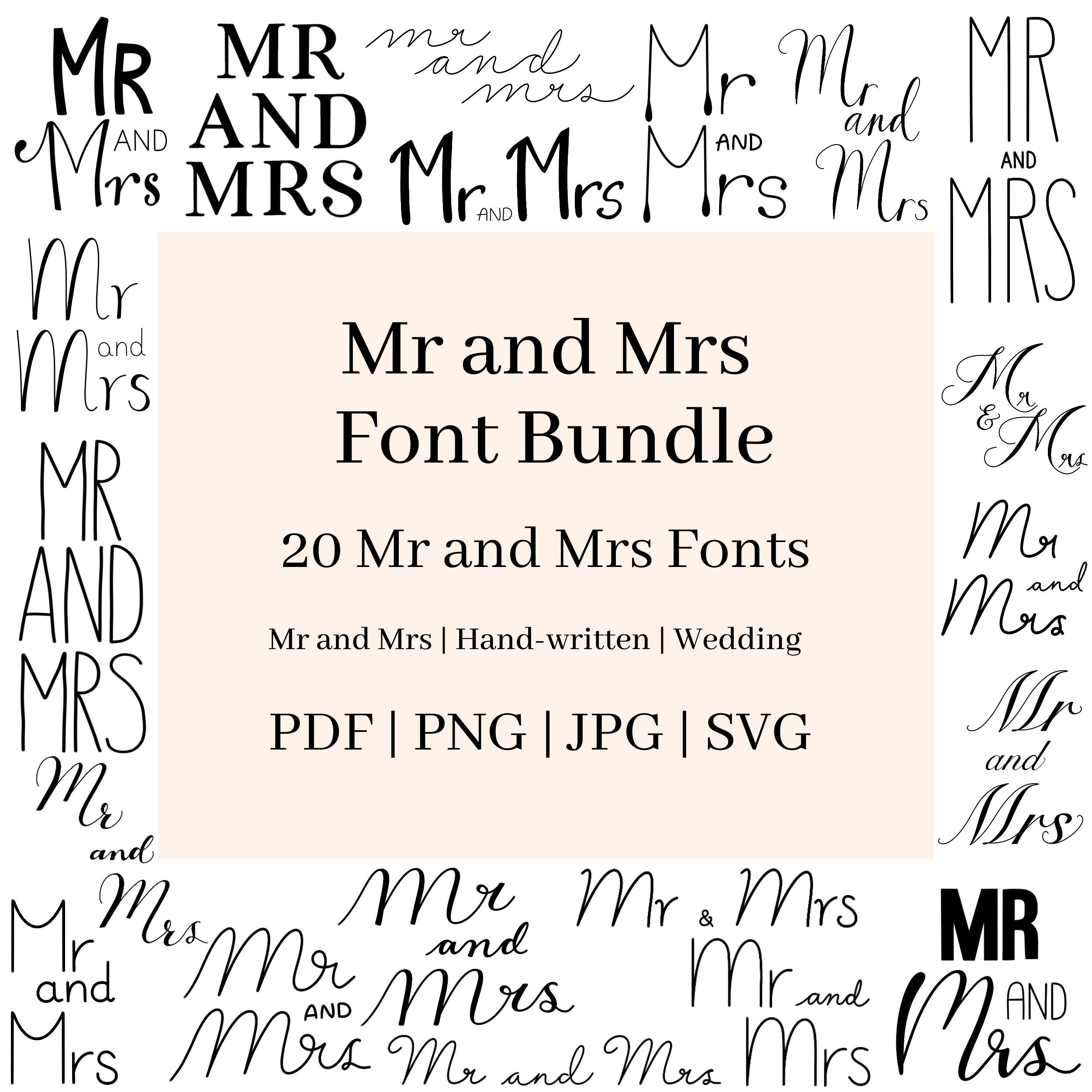 Mr and Mrs Font Bundle / Font SVG Bundle / Svg Bundle / Wedding Svg ...