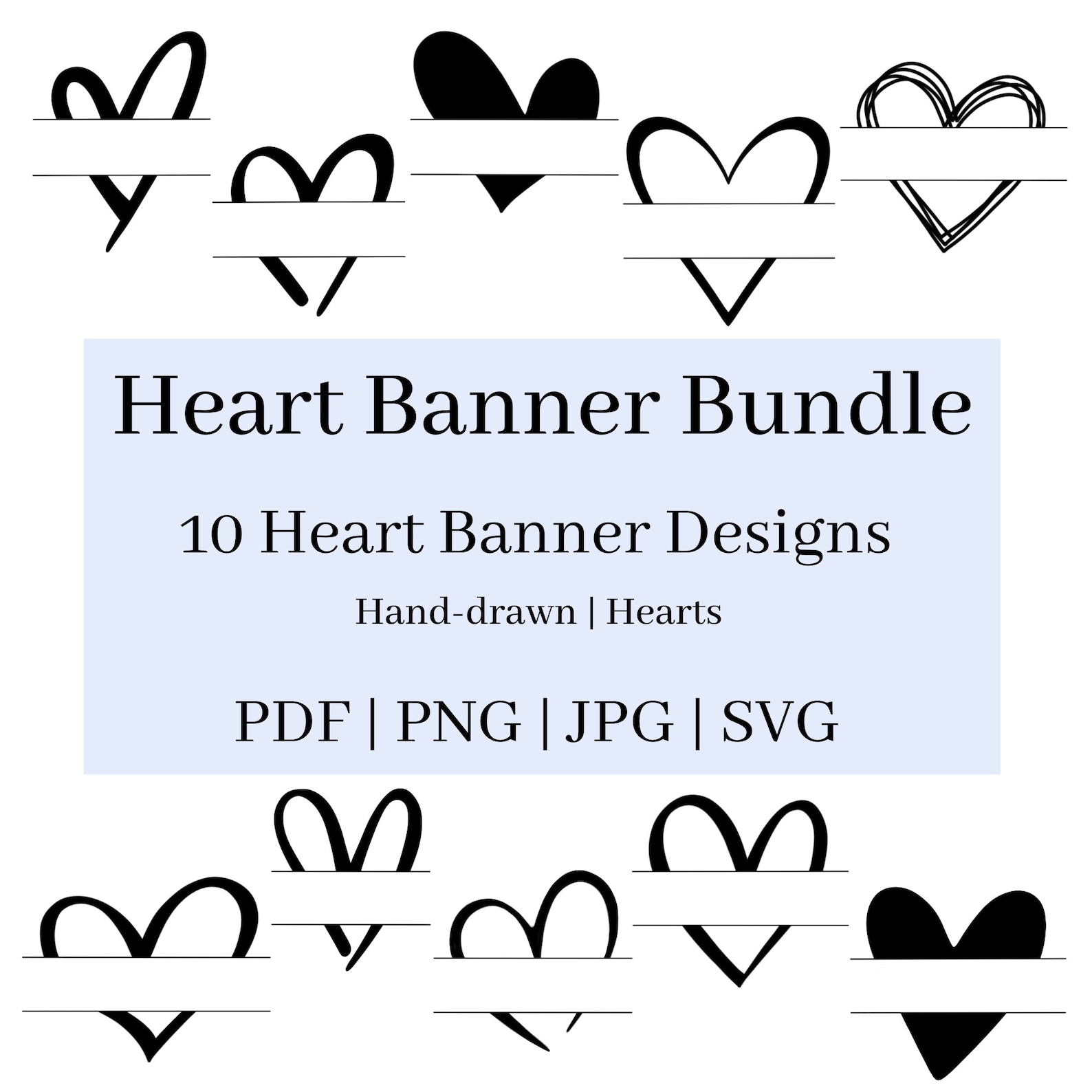 Heart Banners Bundle SVG / Heart Banners / Heart Clipart / Heart ...