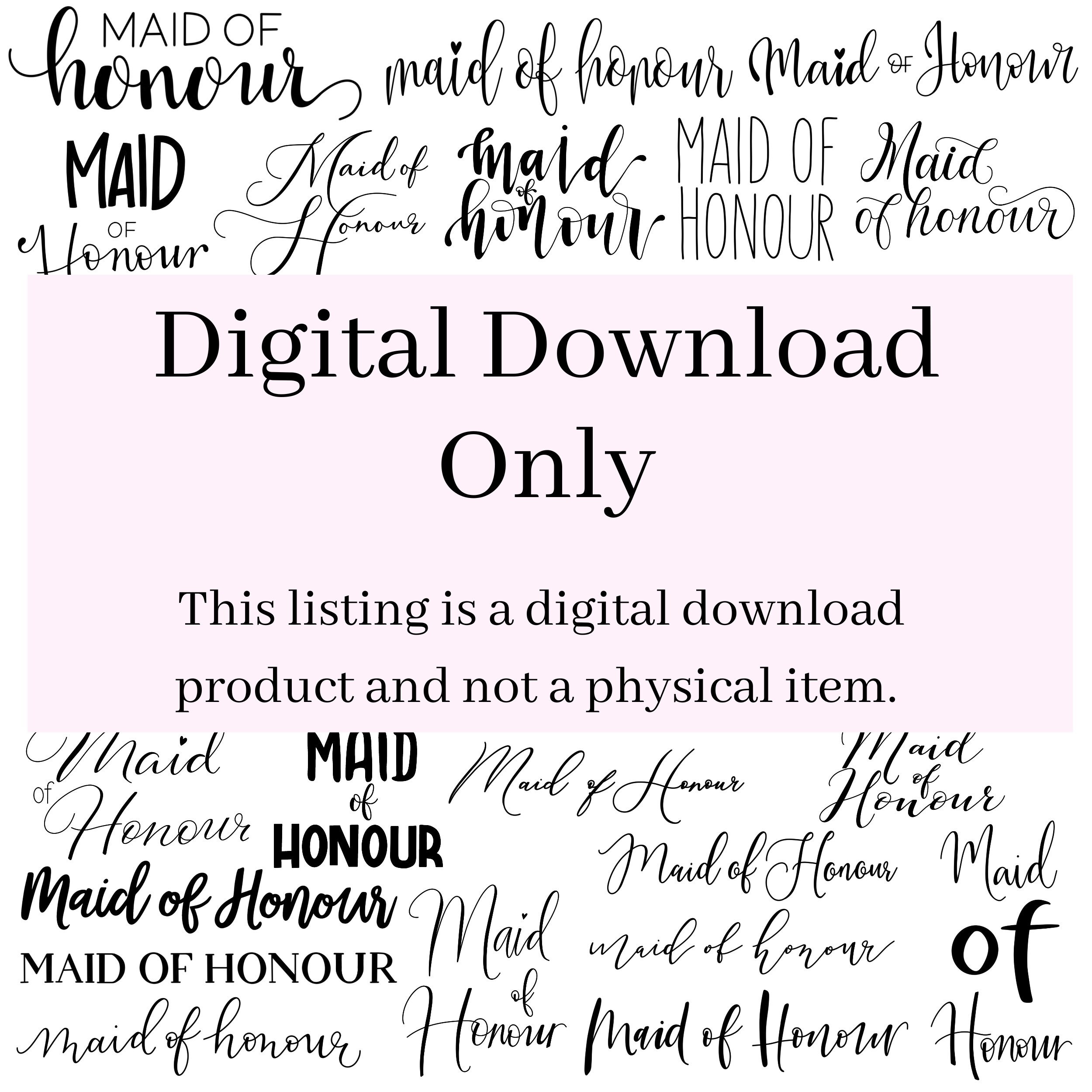 Maid of Honour Font Bundle / Font SVG Bundle / Bundle / Wedding Svg ...