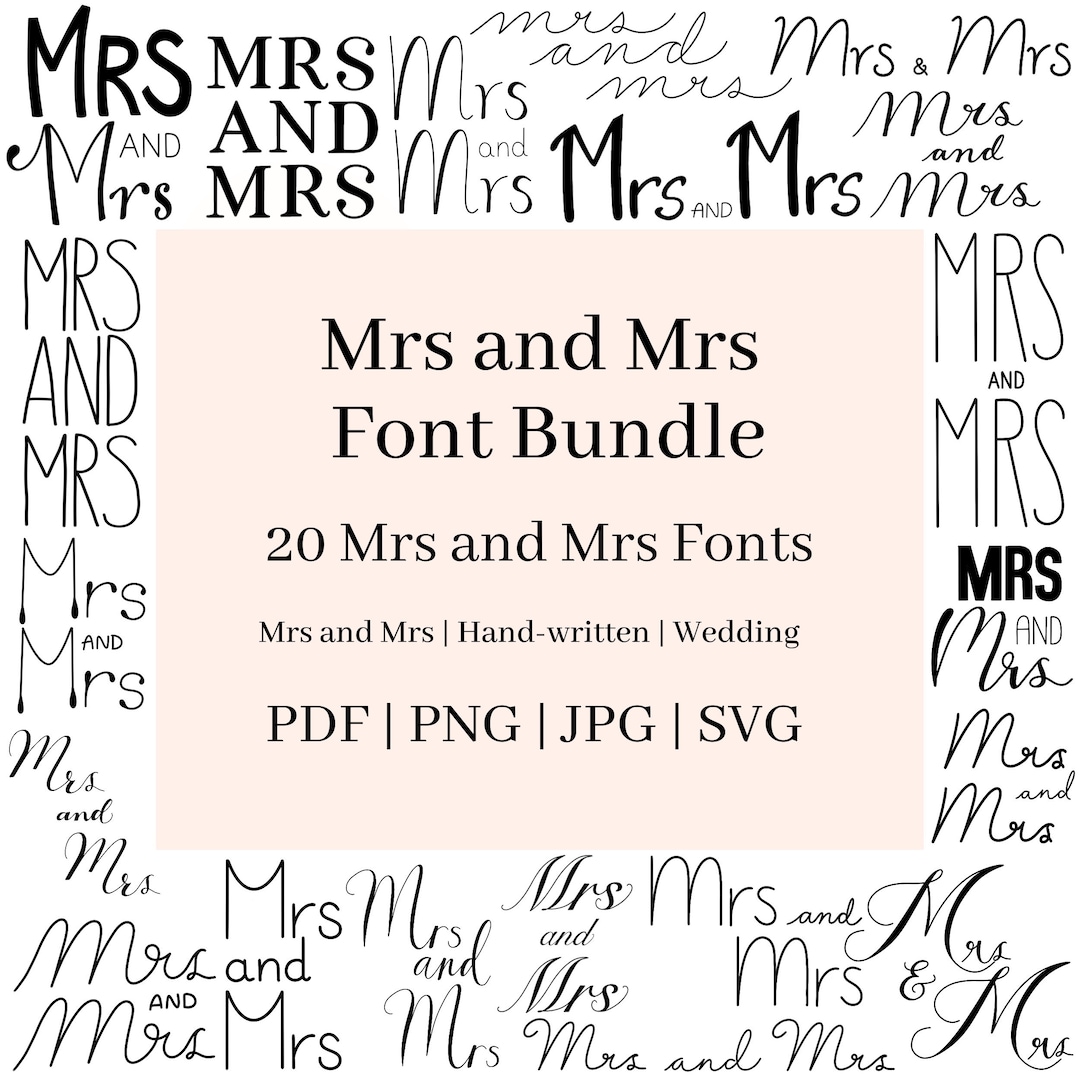 Mrs and Mrs Font Bundle / Font SVG Bundle / Svg Bundle / Wedding Svg ...