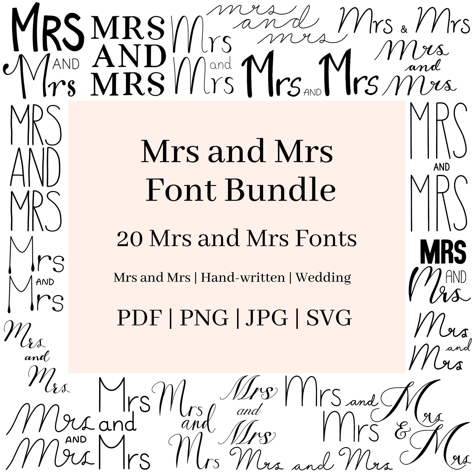 Mrs and Mrs Font Bundle / Font SVG Bundle / Svg Bundle / Wedding Svg ...