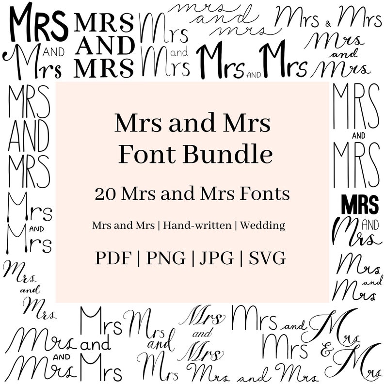 Mrs and Mrs Font Bundle / Font SVG Bundle / Svg Bundle / Wedding Svg ...