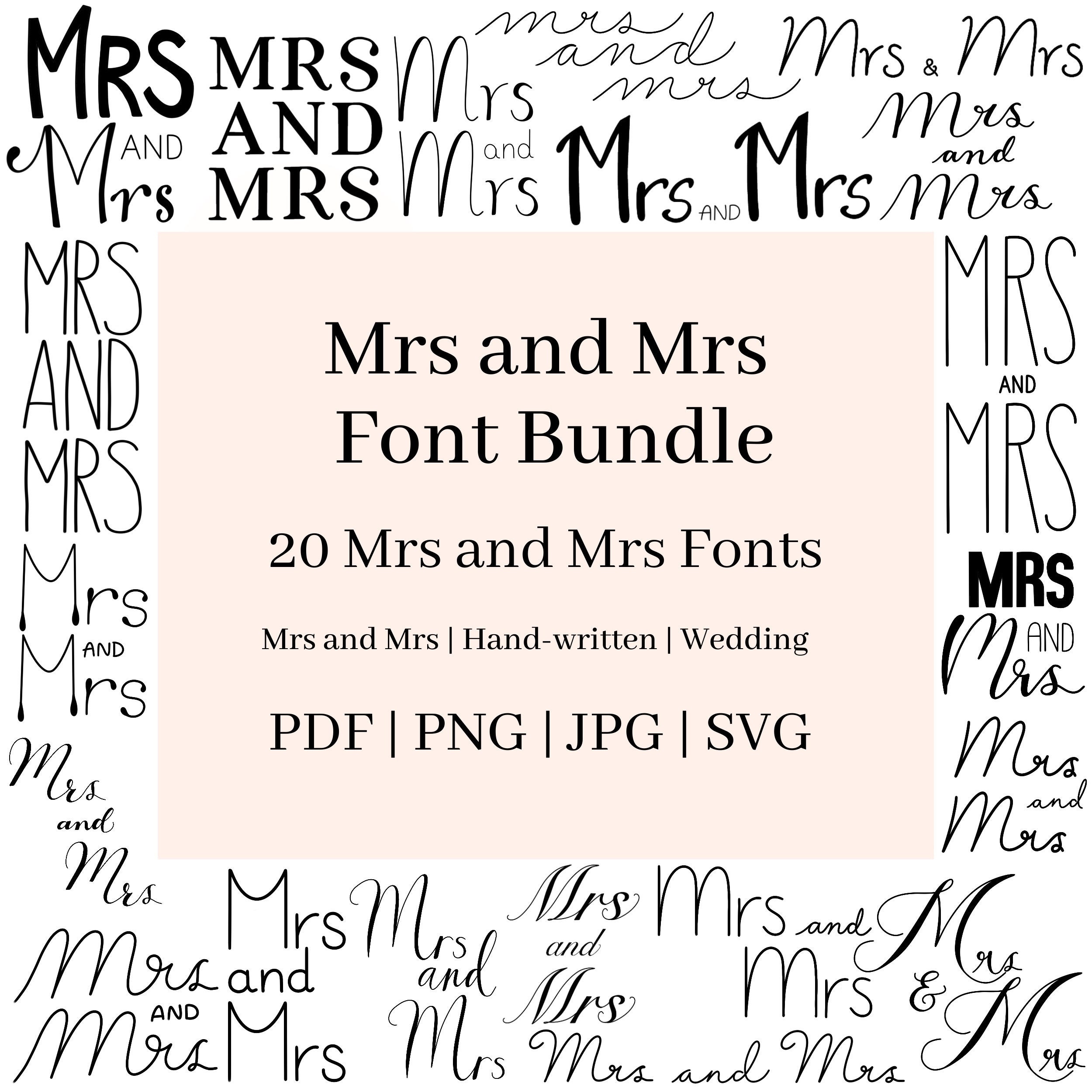 Mrs and Mrs Font Bundle / Font SVG Bundle / Svg Bundle / Wedding Svg ...