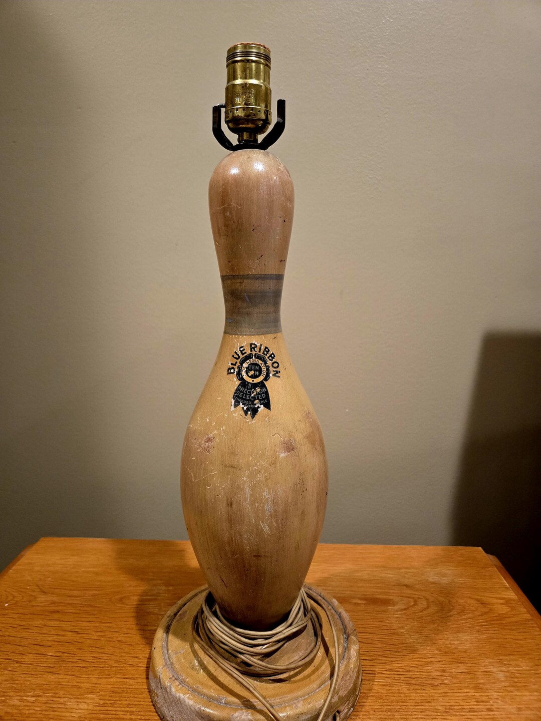 Vintage Blue Ribbon Bowling Pin Lamp - Etsy