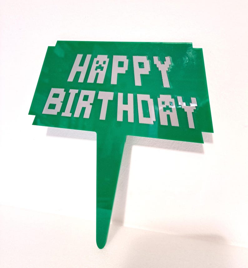 Minecraft Text Birthday Cake Topper. Minecraft Happy Birthday Topper ...