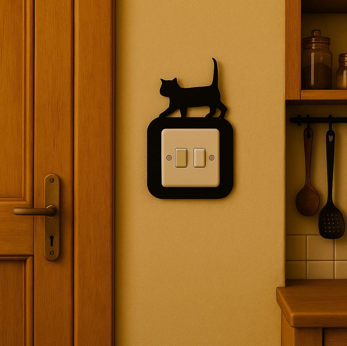 Whimsical Kitten Silhouette Light Switch Surround - Finger Plate ...