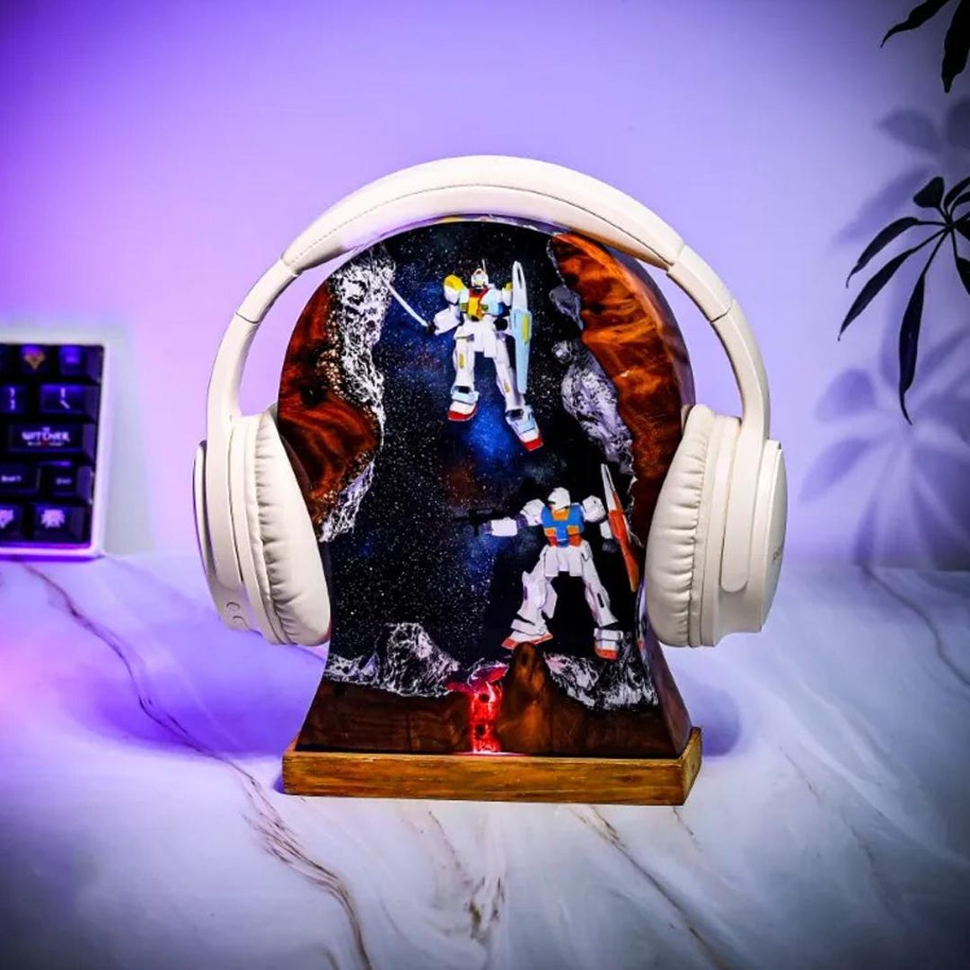 Gu/nda.m Headphone Stand Epoxy Resin Wood Lamp Night Light Unique Her ...
