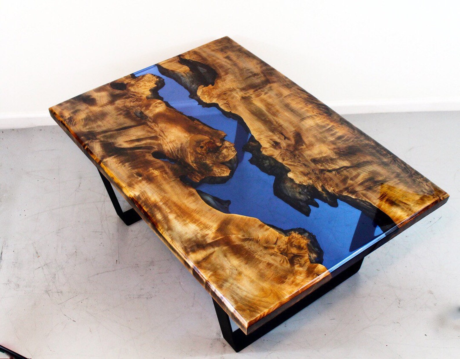 Ebonized maple resin river coffee tables | Etsy