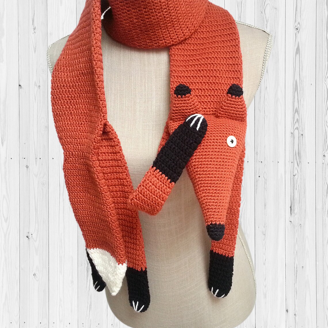 Crochet Pattern Scarf Fox PDF English and French DIY Gift - Etsy