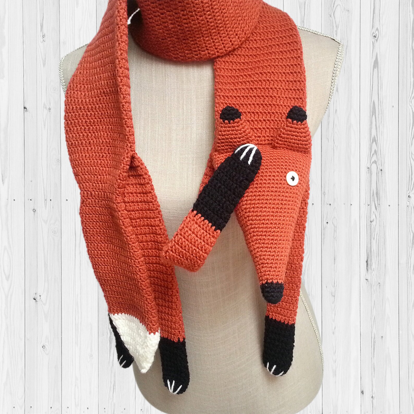 Crochet Pattern Scarf Fox PDF | English and French | DIY Gift | Faux ...