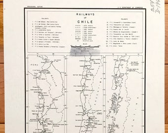 Chile Railroad Map - Etsy