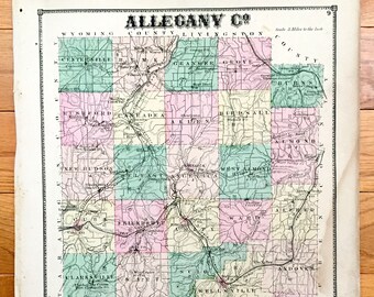 Antique 1869 West Almond New York Map from D.G. Beers Atlas | Etsy