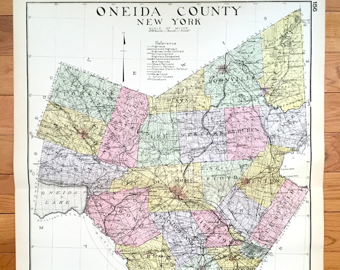 Antique Oneida County, New York 1912 New Century Atlas Map – Rome ...