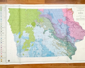 Geologic Map of Iowa 1969 - Etsy