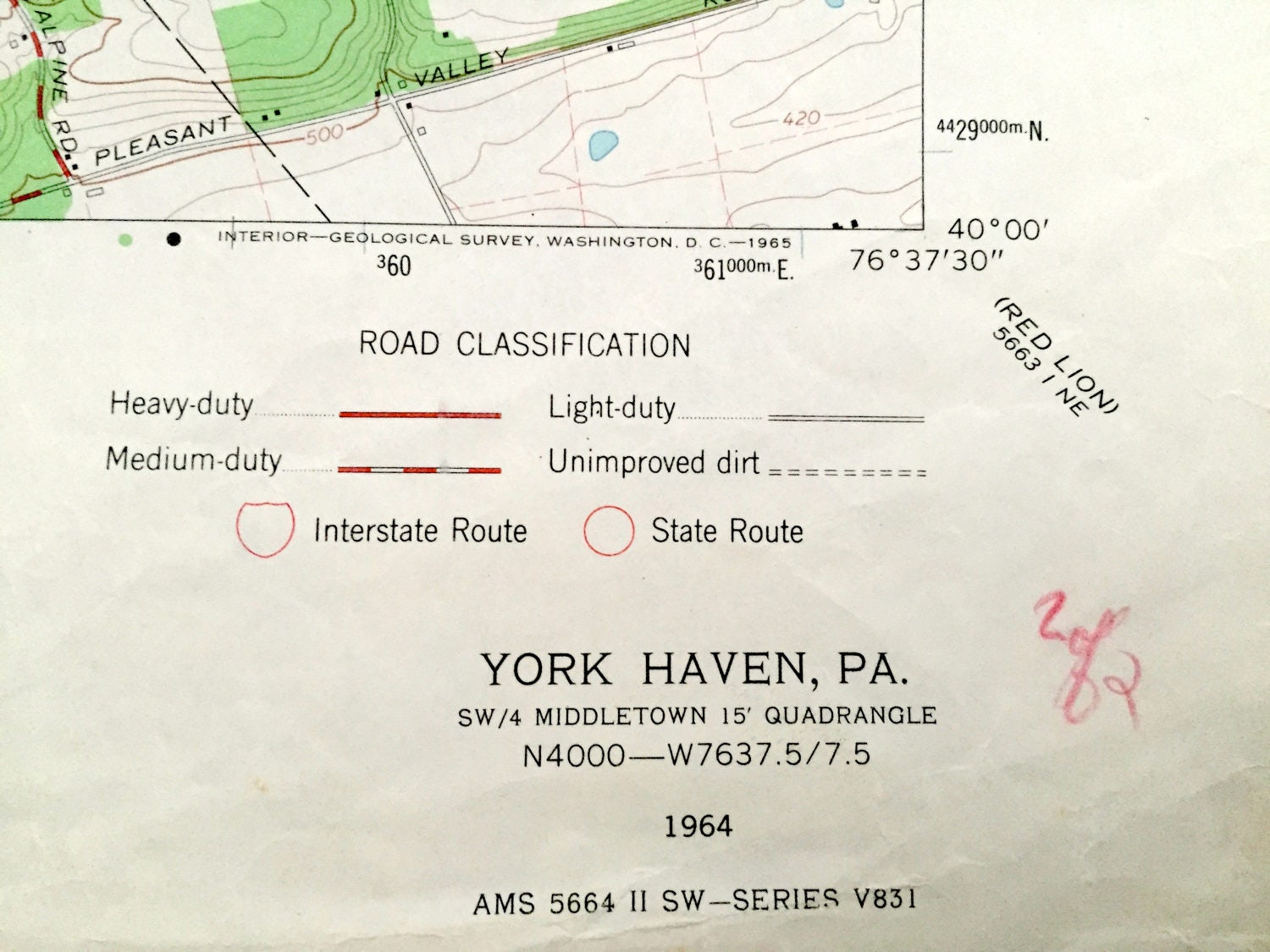 Antique York Haven, Pennsylvania 1964 US Geological Survey Topographic ...