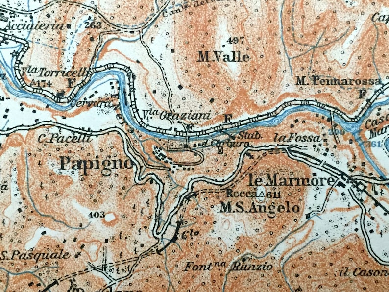 Antique 1904 Terni Italy Map From Baedekers Guide Umbria | Etsy