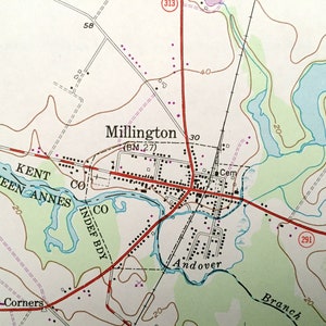 Antique Millington, Maryland 1953 US Geological Survey Topographic Map ...