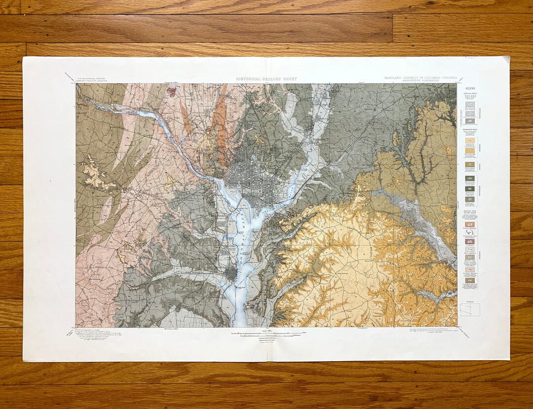 Antique Washington, DC 1900 US Geological Survey Topographic Map ...