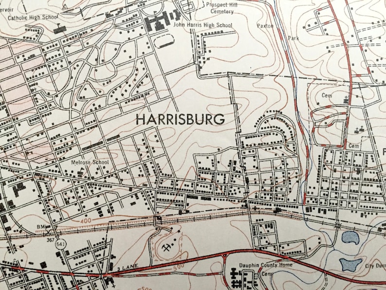 Antique Harrisburg East, Pennsylvania 1947 US Geological Survey ...