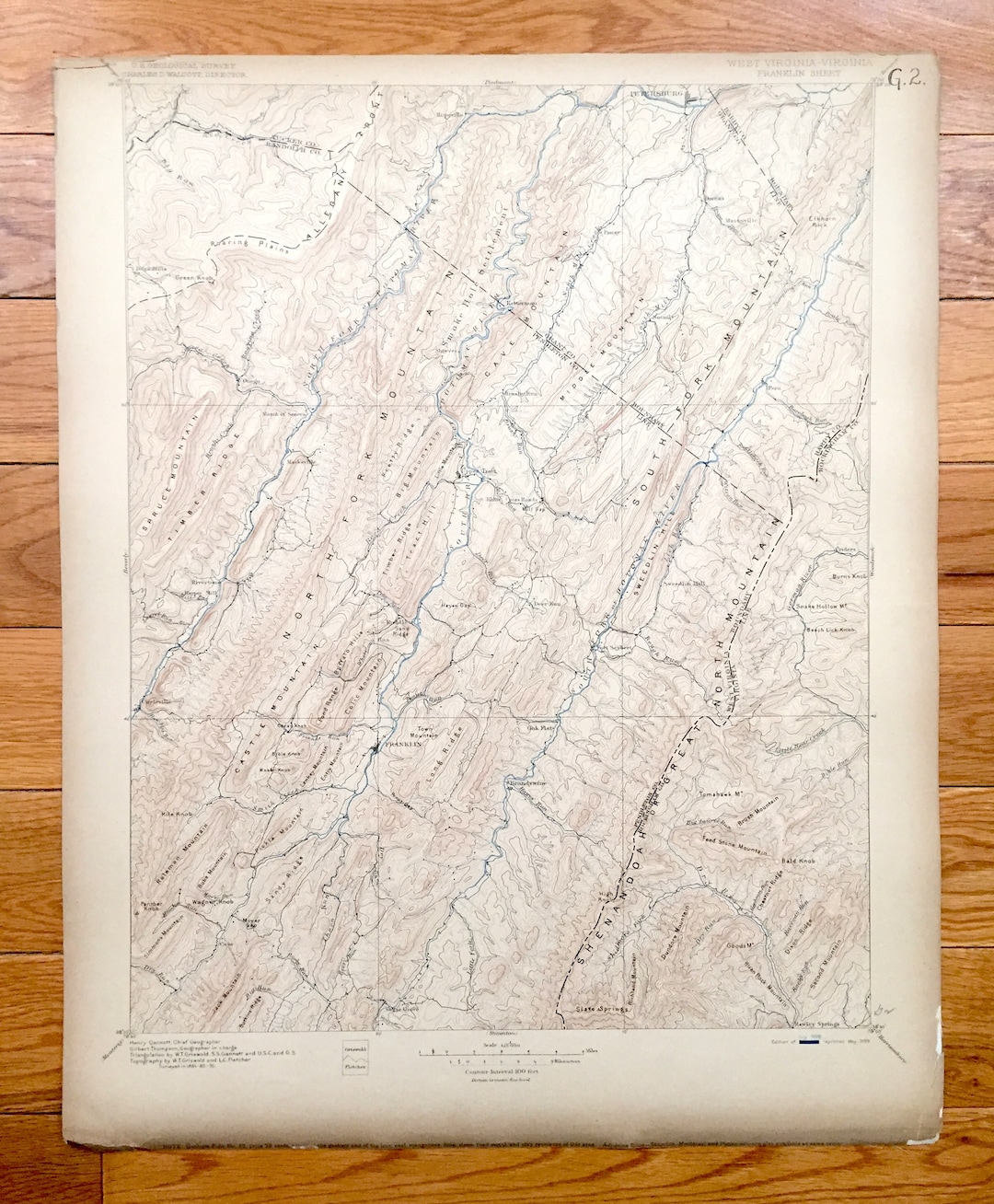Antique Franklin, West Virginia 1896 US Geological Survey Topographic ...