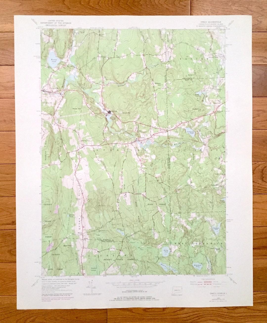 Antique Oneco, Connecticut 1953 US Geological Survey Topographic Map ...