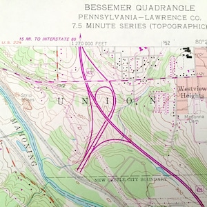 Antique Bessemer, Pennsylvania 1958 US Geological Survey Topographic ...
