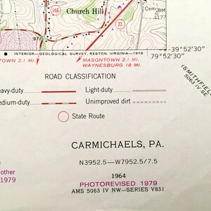 Antique Carmichaels, Pennsylvania 1964 US Geological Survey Topographic ...