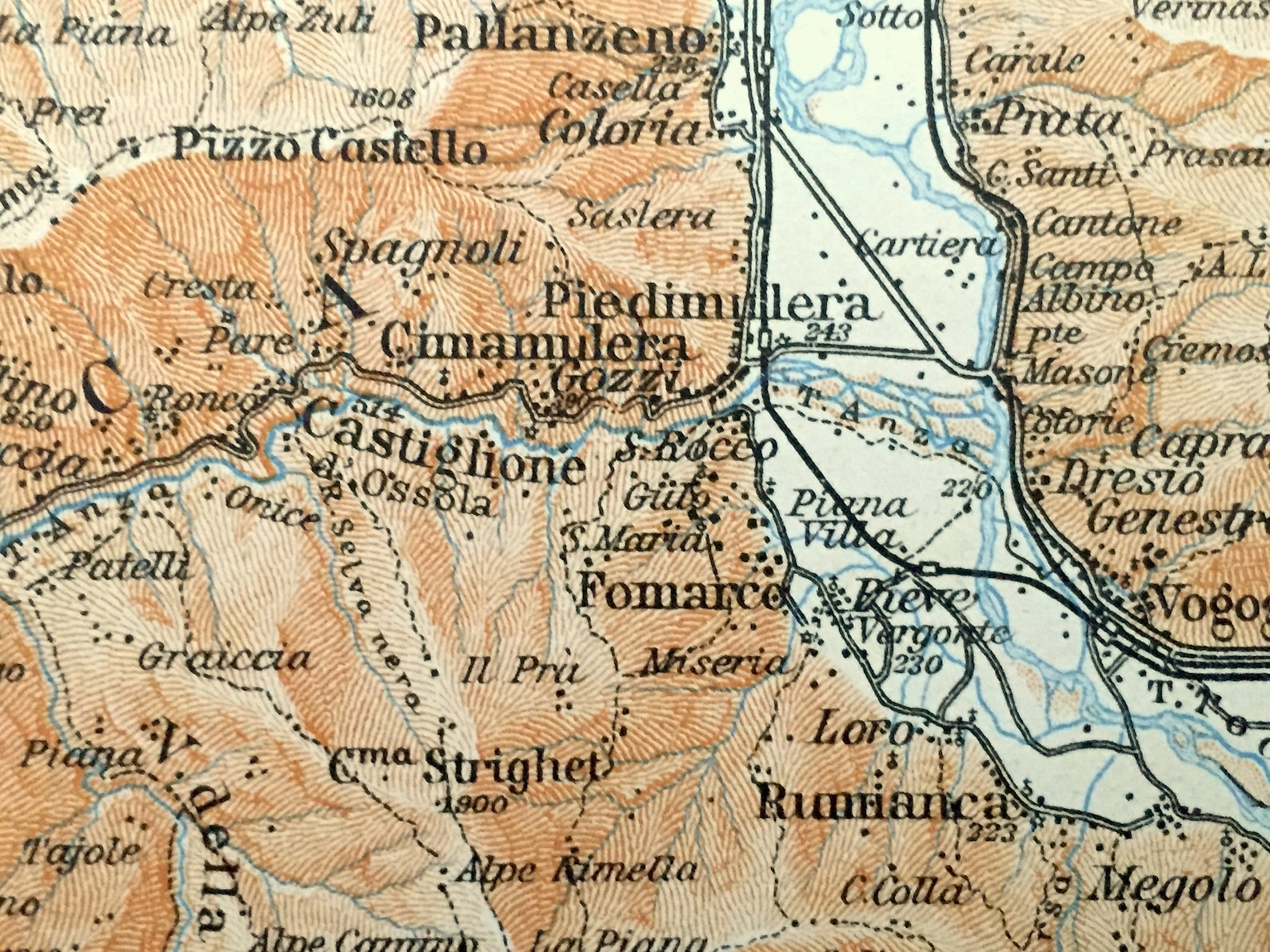 Antique 1913 Domodossola, Italy Map From Baedekers Guide Atlas – Bannio ...
