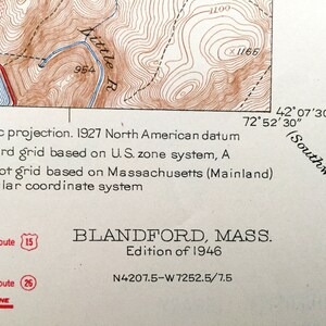 Antique Blandford, Massachusetts 1946 US Geological Survey Topographic ...