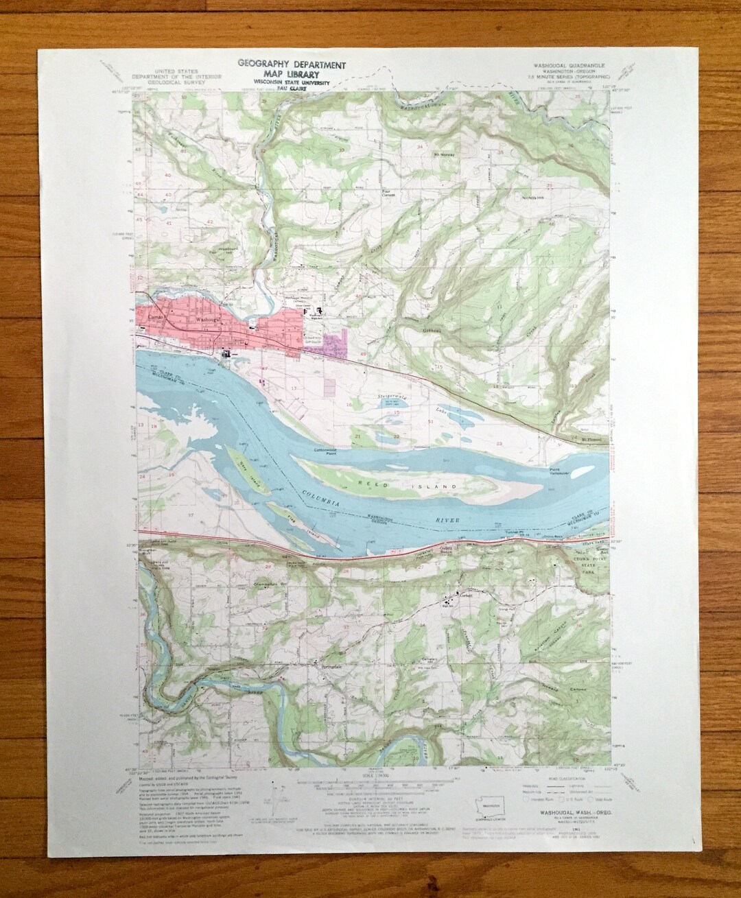 Antique Washougal, Washington 1961 US Geological Survey Topographic Map ...