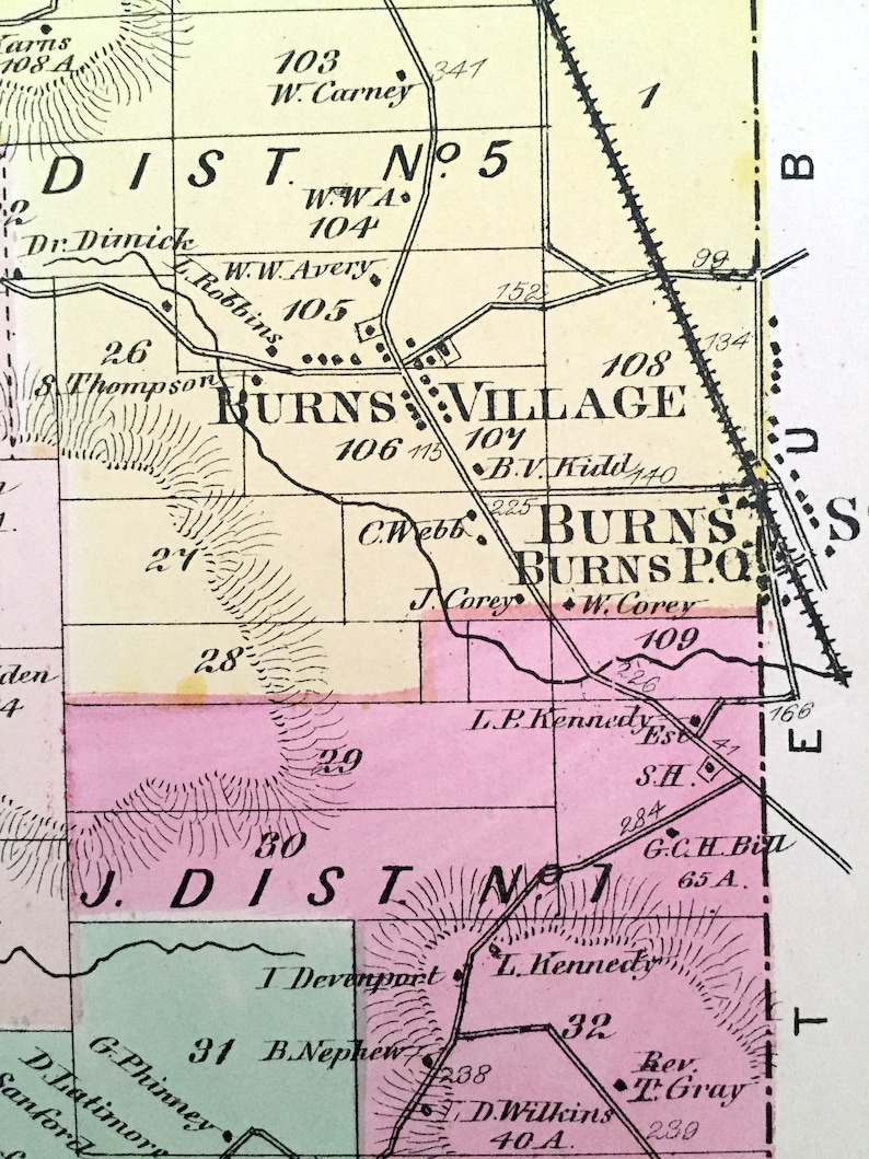 Antique 1869 Burns New York Map From D.G. Beers Atlas of - Etsy