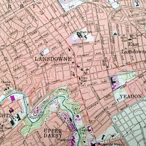 Antique Lansdowne, Pennsylvania 1967 US Geological Survey Topographic ...