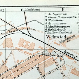 Antique 1925 Halberstadt, Germany Map From Baedekers Guide Atlas ...