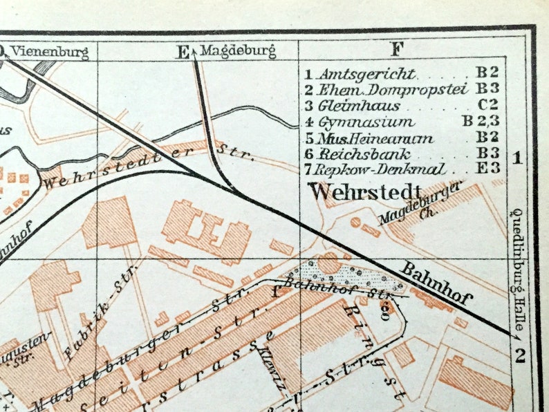 Antique 1925 Halberstadt Germany Map From Baedekers Guide - Etsy