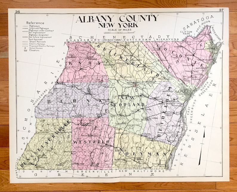 Antique Albany County New York 1912 New Century Atlas Map - Etsy