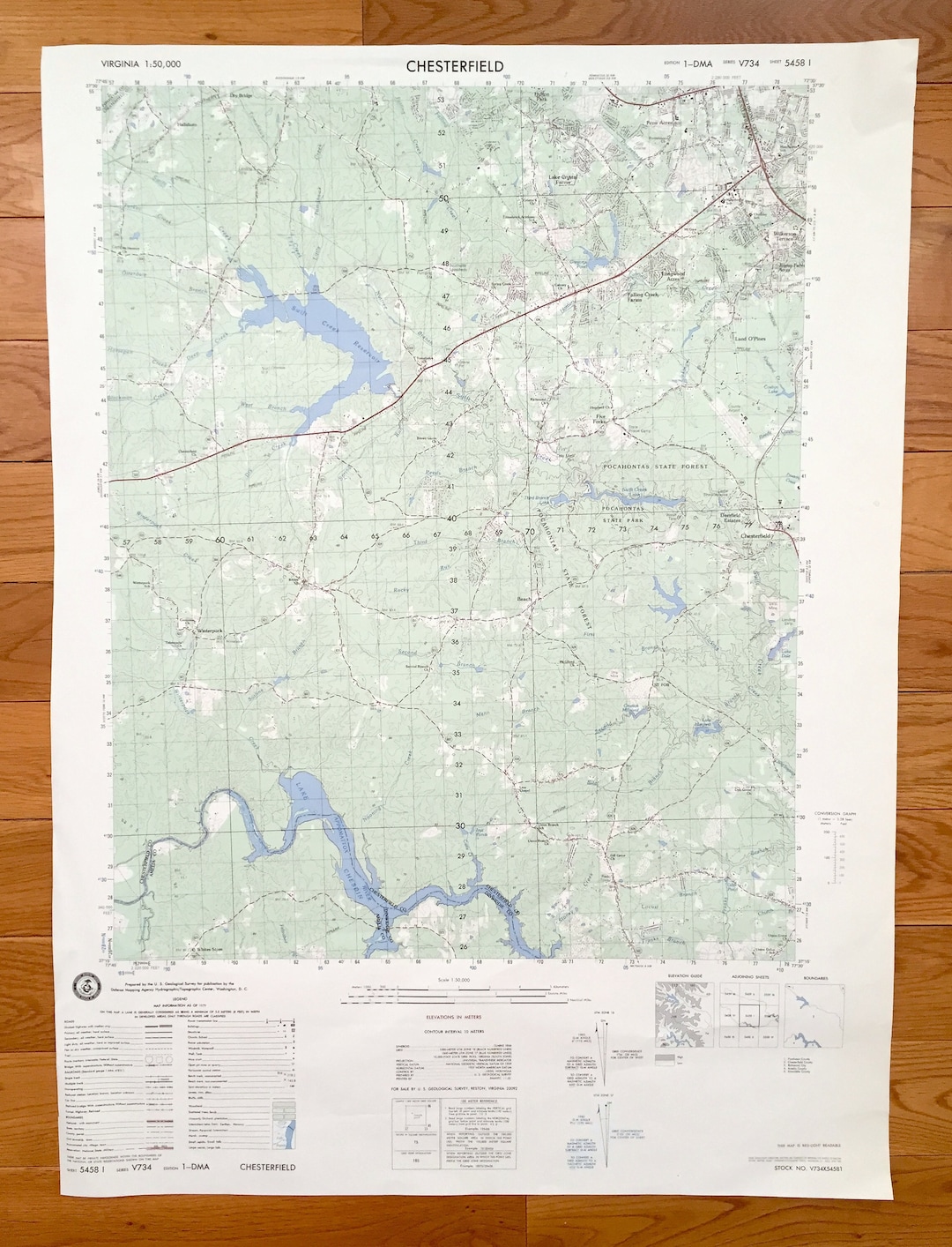 Antique Chesterfield, Virginia 1979 US Geological Survey Topographic ...
